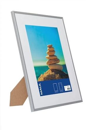 Maul Maul Bilderrahmen MAULdesign 30x40 cm aus Aluminium | zum Hängen in Quer- und Hochformat | edler, schmaler Wechselrahmen mit Passepartouteinleger | id