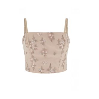 Guess Femme, Tops, Beige, Taille: 36 FR Haut Corset Brod&eacute;