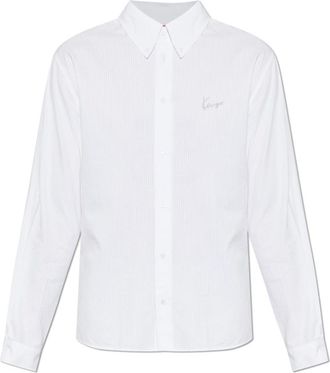 Kenzo Homme, Chemises, Blanc, Taille: 2XL Chemise avec logo brod&eacute;