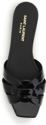 Saint Laurent Womens Sandals Tribute Patent Leather Black Calf