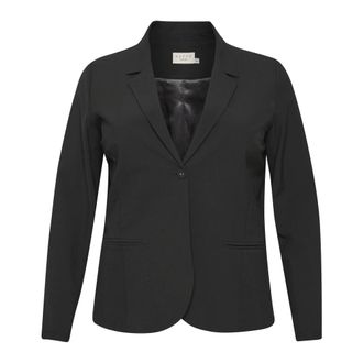 Kaffe Curve Schwarzer tiefer Blazer mit V-Ausschnitt - - Jackets - Damen - Schwarzk - 2XL