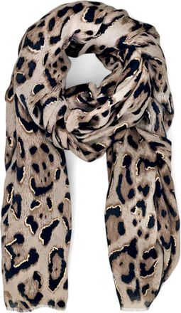 styleBREAKER Schal Schal Leoparden Muster Gold Metallic