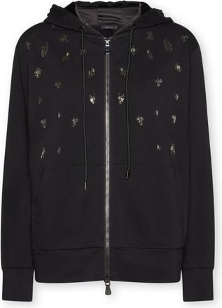 Elena Miro Femme, Sweatshirts et sweats &agrave; capuche, Noir, Taille: 48 FR SweaT-shirt en coton avec broderie