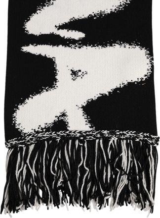 Dolce & Gabbana Mens Logo-Intarsia Cashmere Scarf Black
