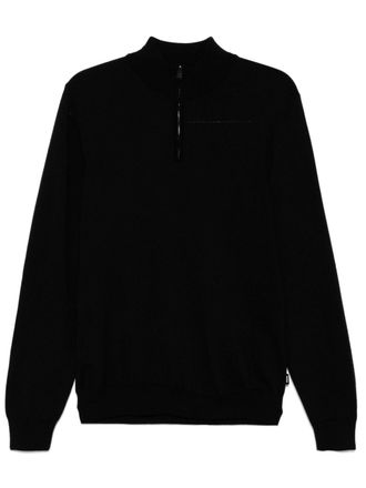 BOSS pull &agrave; col zipp&eacute; - Noir
