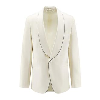 Lardini Blazer en laine m&eacute;lang&eacute;e &agrave; profils contrastants - Homme - Costumes - Blanc - Taille: 2XL