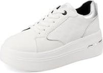 Queen Helena Sneakers Platform Baskets Hautes Confortable Casual Femme X33-7, Blanc, 40 EU