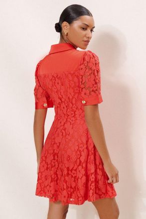 Lipsy Satinkleid Lipsy gekn&ouml;pftes, kurz&auml;rmeliges Minikleid (1-tlg)