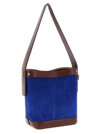 Versace Medusa Cameo Suede Bucket Bag - Blue
