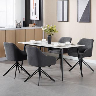 Woltu 1er Esszimmerstühle Armlehnstühle 360° drehbar Polsterstuhl Ergonomischer Stuhl mit Armlehnen Küchenstuhl für Esszimmer Wohnzimmer Lounge Chenille