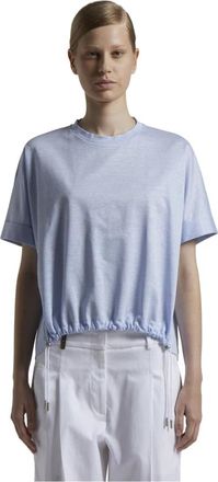 PESERICO Femme, Tops, Bleu, Taille: 44 FR T-shirt en jersey piqu&eacute; de coton et lin flamm&eacute;