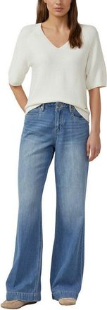 s.Oliver Strickpullover Kurzarm-Strickpullover mit V-Ausschnitt