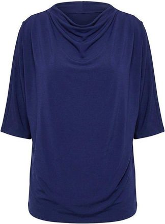 Ulla Popken T-Shirt Jersey-Shirt Zierfalten Stehkragen Halbarm