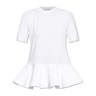 Alaia Peplum T-shirt - - Tops - Damen - Wei&szlig; - S