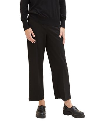 Tom Tailor Damen Mia Straight Chino Hose Cropped, deep black, 34/28