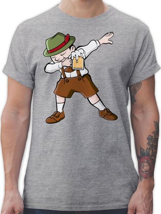 Shirtracer T-Shirt Herren - Kompatibel mit Oktoberfest - Dabbing Bayern Lederhosen - 4XL - Grau meliert - Trachten Tshirt bayrische Trachtenmode t Shirt Octoberf