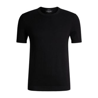 Strellson Homme, Tops, Noir, Taille: M T-shirt en coton et soie tricot&eacute;s
