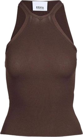 Erika Cavallini Semi Couture Femme, Tops, Brun, Taille: 38 FR Haut Tricot Viscose Dos Nu