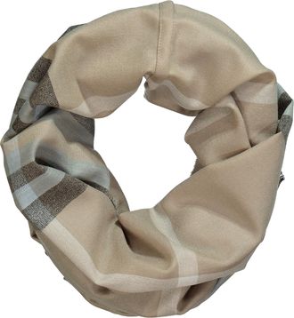 Ulla Popken Damen kariert Landhaus Schal, Taupe, Einheitsgr&ouml;&szlig;e