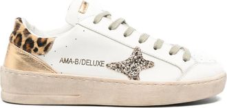 Ama brand star-embellishment leopard sneakers - Nude