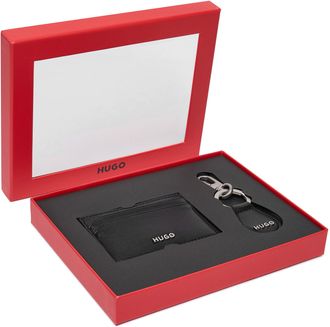 HUGO BOSS Kartenetui und Schl&uuml;sselanh&auml;nger Set HUGO 50568437 Schwarz