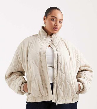 Asos Curve ASOS DESIGN Curve - Bomber matelass&eacute; avec empi&egrave;cement - Sauge-Vert