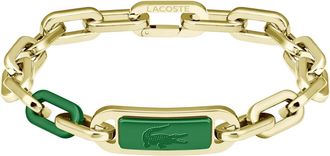Lacoste Herren Gliederarmband Kollektion CREW aus Edelstahl (Silber oder Gold) mit einer Farbigen Gravierten Plakette