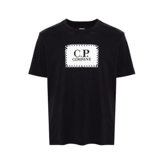 C.P. Company C.p. Company - Tee-shirt Noir avec Logo Imprim&eacute; - Homme - Tops - Noir - Taille: L