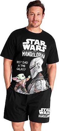 Disney Star Wars Pyjama Court Homme Ensemble Tee Shirt Homme et Short Pyjama Coton Doux Cadeau Baby Yoda Dark Vador (3XL, Noir Baby Yoda)