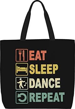 Generic Sac De Courses Manger, Dormir, Danser, R&eacute;p&eacute;ter Sac &Agrave; Main D&eacute;contract&eacute; De Grande Capacit&eacute; Personnaliser Sacs En Toile, Pour Femmes, Voyage, Burea, &Eacute;col