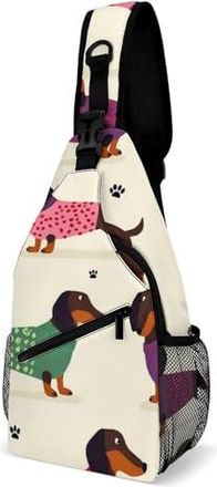 Generic Mode Sacoche Homme Bandouliere Teckels Vêtements Chien Sac De Poitrine Antivol,Léger Sac DEpaule pour Randonnée Cyclisme école