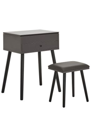 MID.YOU Mid.you Schminktisch, Grau, Schwarz, Weiß, Metall, Kiefer, massiv, 1 Schubladen, rechteckig, rund, 60x82x42 cm, Schlafzimmer, Schminktische