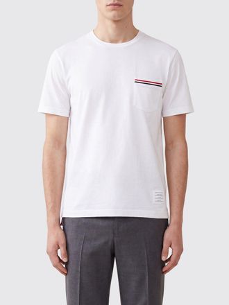 Thom Browne T-shirt en coton avec poche plaqu&eacute;e et logo 4-Bar