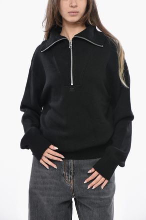 Courr&egrave;ges Pullover aus Wollmix mit Half-Zip Courreges