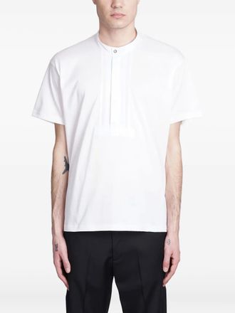 low brand T-Shirt mit Mandarinkragen - Wei&szlig;