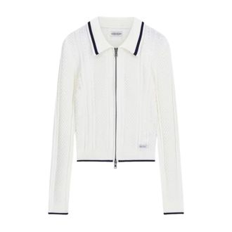 Guess GJ LS Polo Cable Zipped Sweater - - Knitwear - Damen - Wei&szlig; - XS