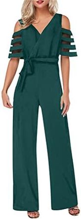 ORANDESIGNE Femme Combinaison Col V &Eacute;paules D&eacute;nud&eacute;es Jumpsuit &Eacute;l&eacute;gant Business Playsuit Couleur Unie Long Pantalon Cocktail Soir&eacute;e C&eacute;r&eacute;monie Romper avec Ceinture 