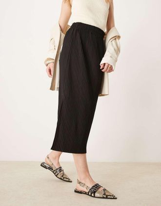 Vero Moda Plissierter Midirock in Schwarz