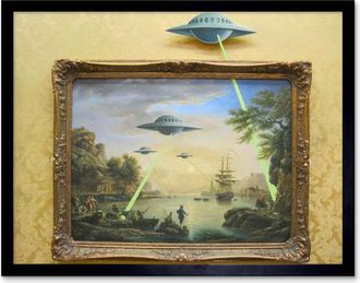 Wee Blue Coo Banksy Ufo Graffiti Street Art Print Framed Poster Wall Decor Kunstdruck Poster Wand-Dekor-12X16 Zoll