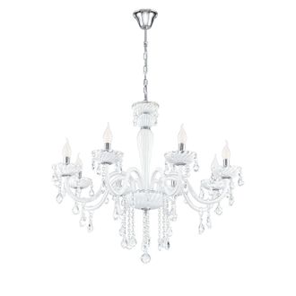 Eglo home24 Kronleuchter II &Oslash; 70cm Wei&szlig;/Silber Hauptmaterial: Glas Sekund&auml;rmaterial: Stahl, verchromt E14