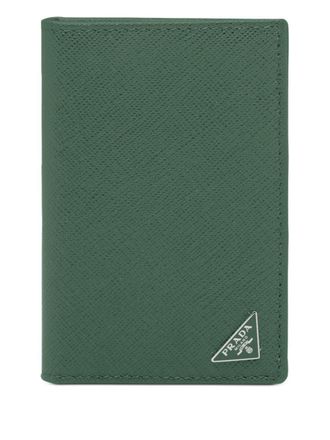 Prada porte-cartes à logo triangulaire - Vert