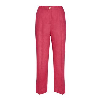 Elena Miro Leinenhose mit elastischem Bund - - Trousers - Damen - Rosa - L
