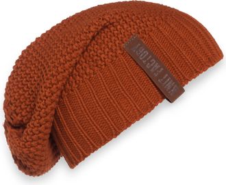 Knit Factory Coco Mütze - Strickmütze für Damen und Herren - Slouch Beanie - Wintermütze mit Wolle - Hochwertige Qualität - Terra