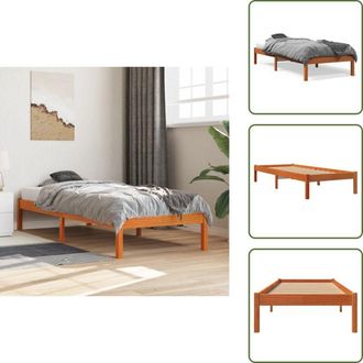 vidaXL Massivholzbett ohne Matratze Wachsbraun 100x200 Kiefernholz - Holzbett - Kiefernholzbett - Doppelbett - Bettrahmen - Lattenrost