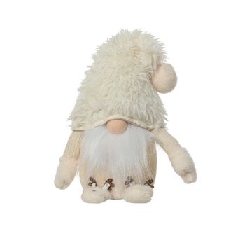 Kaemingk Wichtel mit Mütze & Hausschuhen Beigefarben Höhe 45 cm Breite 23 cm Länge 16 cm - Polyester