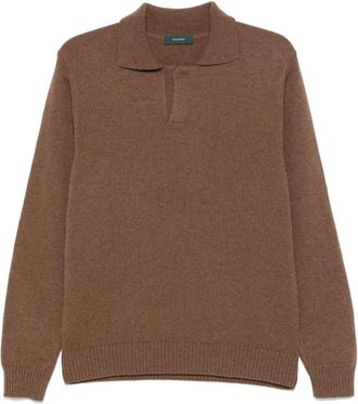Zanone Poloshirt aus Schurwolle - Braun