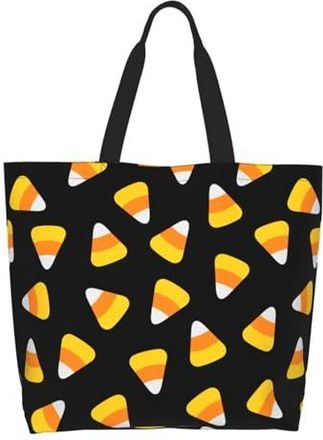 Generic Bonbons De Ma&iuml;s Joyeux Halloween Sac Courses D&eacute;contract&eacute; Tote Bag L&eacute;ger Sac A Main Femme Pour Gym Quotidienne Plage