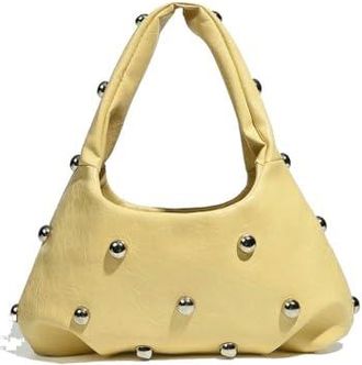 Generic NYSBH Rivet Sac à main pour femme en cuir synthétique souple Sac à bandoulière décontracté Hobos demi-lune sous les bras pour femme Fourre-tout