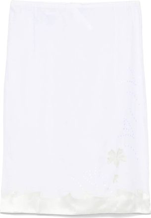 Prada Leinenrock mit Stickerei - Wei&szlig;