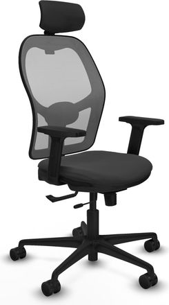 Piqueras y Crespo Ergonomischer B&uuml;rostuhl, Lendenwirbelst&uuml;tze, verstellbare Arme und Kopfteil, h&ouml;henverstellbar und neigbar, ausgestattet mit Syncro/Traslack. Grau/Dunk